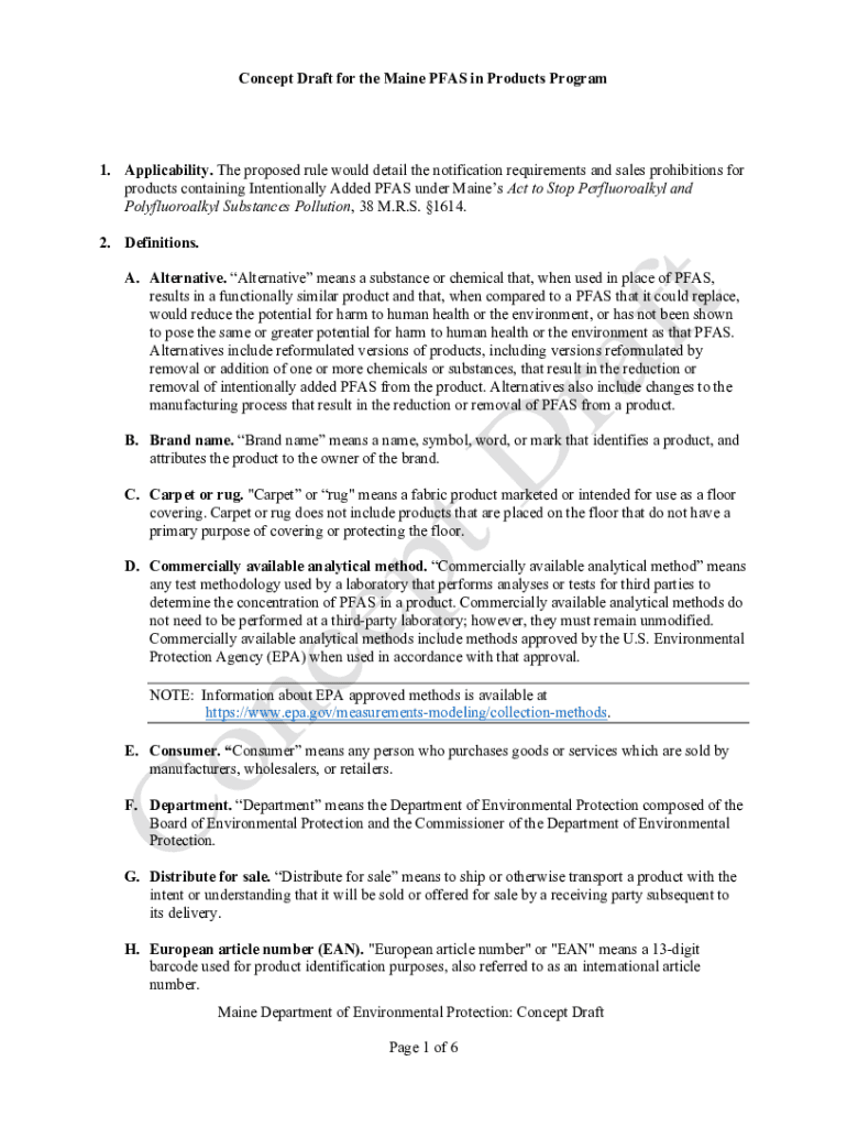 Fillable Online PFAS in Products, Maine Department of Environmental ... Fax Email Print - pdfFiller