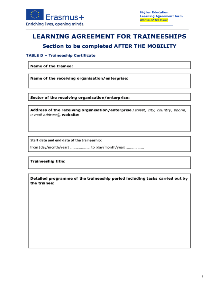 Fillable Online Learning-agreement traineeships form Fax Email Print ...