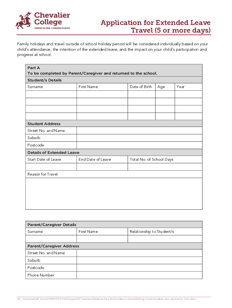 Fillable Online Extended Leave Application Form.docx Fax Email Print ...