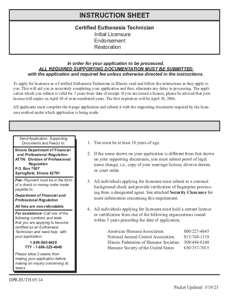 Fillable Online INSTRUCTION SHEET - Certified Euthanasia Agency Fax Email Print - pdfFiller