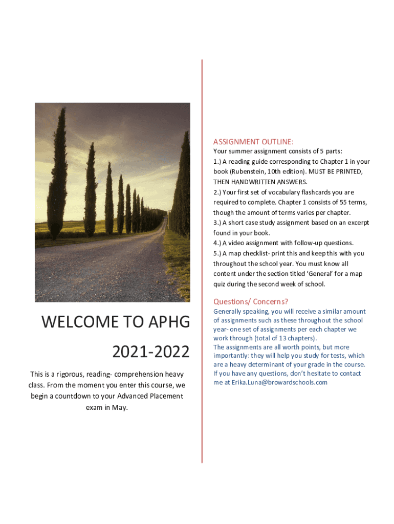 Fillable Online AHS Summer Assignment Template - APHuG Fax Email Print ...