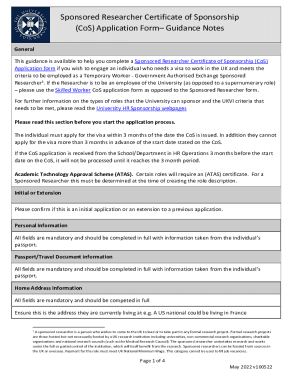 Fillable Online Health and Care Visa: Certificate of Sponsorship (CoS ...
