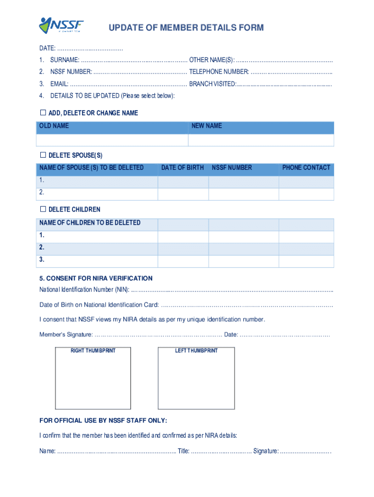 Fillable Online UPDATE OF MEMBER DETAIL FORM Fax Email Print - pdfFiller