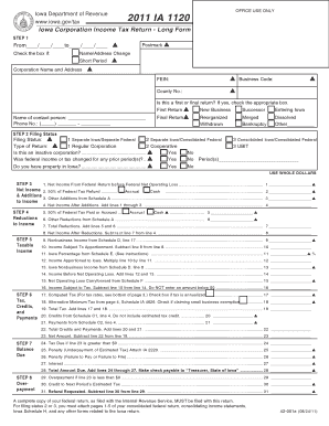 Fillable Online gov/tax OFFICE USE ONLY 2011 IA 1120 Iowa Corporation ...