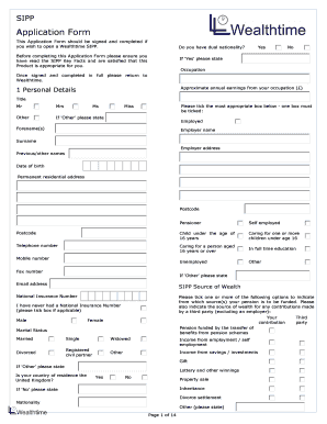 Fillable Online Before completing this Application Form please ensure you have read the SIPP Key ...