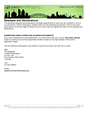 Fillable Online ywamwollongong Releases and Declarations - ywamwollongong Fax Email Print ...