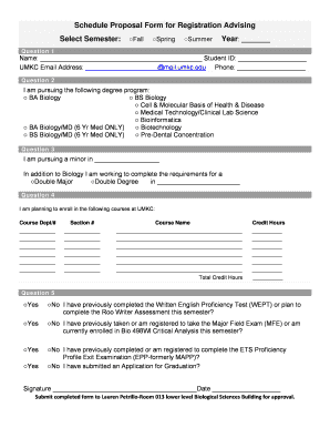 Fillable Online sbs umkc Schedule Proposal bFormb - UMKC School of Biological Sciences Fax Email ...