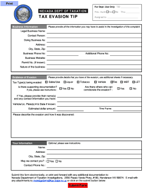 Fillable Online archive tax nv Download Tax Tip Form (PDF) Fax Email ...