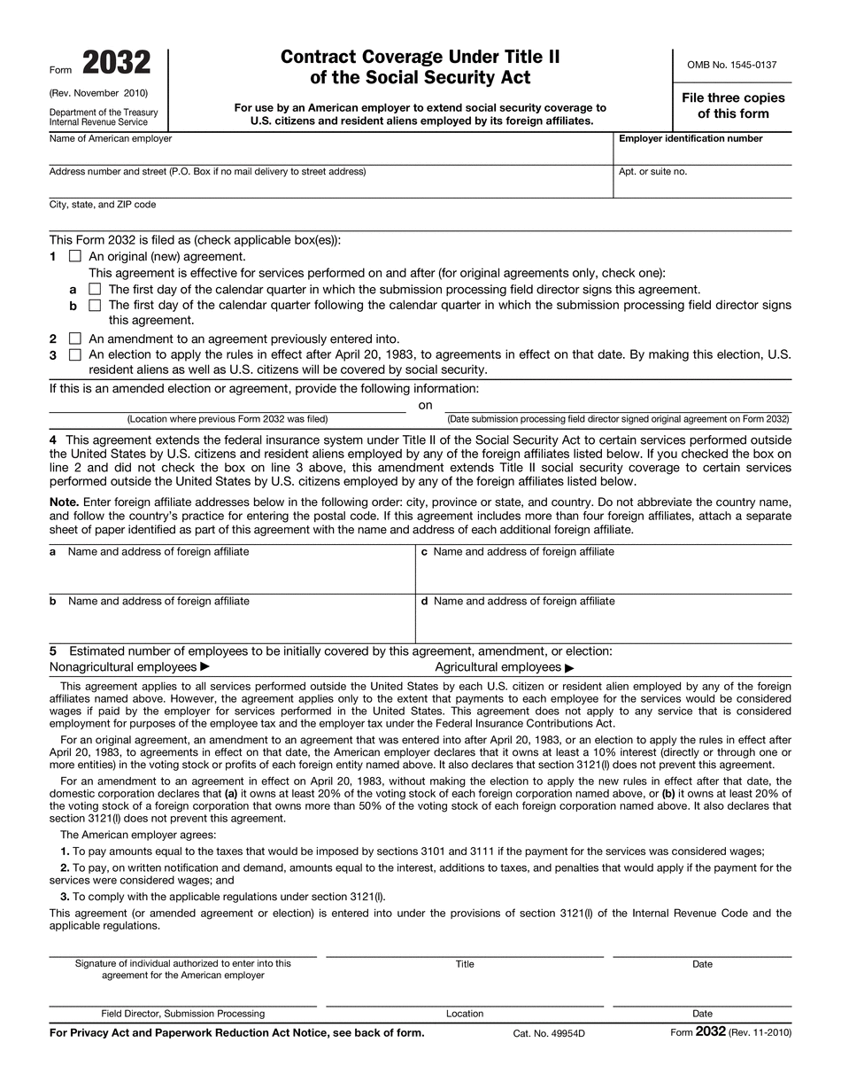 Form 2032 - Printable & Fillable Sample in PDF