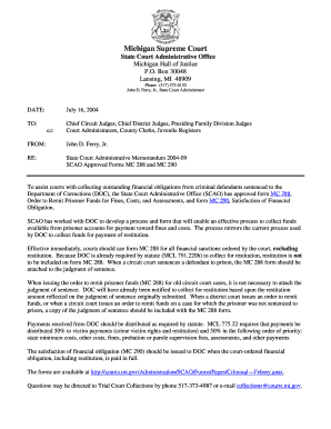 Fillable Online courts mi SCAO Approved Forms MC 288 and MC 290 ...