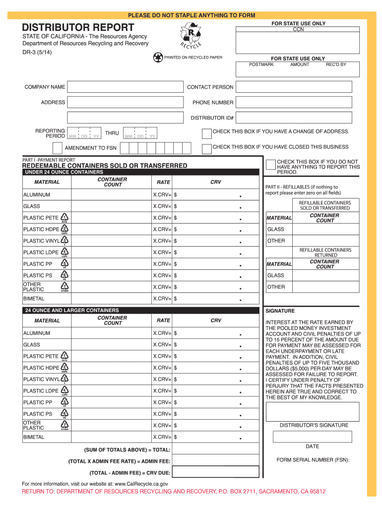 Dr 3 form calrecycle ca pdf: Fill out & sign online | DocHub