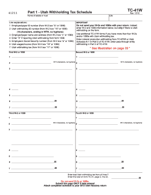 Fillable Online tax utah Clear form 41211 TC-41W Part 1 - Utah ...