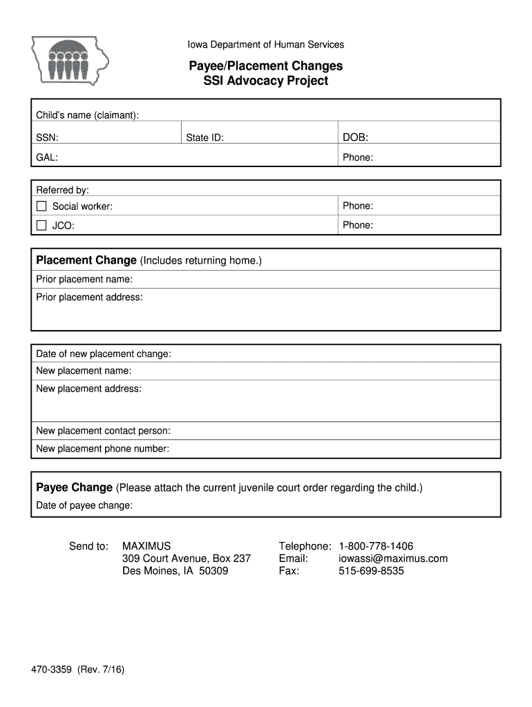 Fillable Online Payee/Placement Changes Fax Email Print - pdfFiller