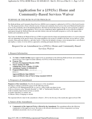 Fillable Online ddsn sc Application for 1915(c) HCBS Waiver: SC Fax ...