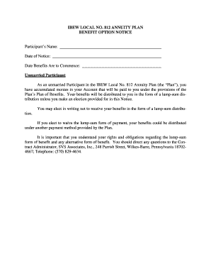 Fillable Online Joint and Survivor Annuity Notice with Option Forms ...