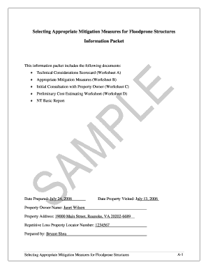 Fillable Online fema Sample Information Packet - Chapter Section Number ...