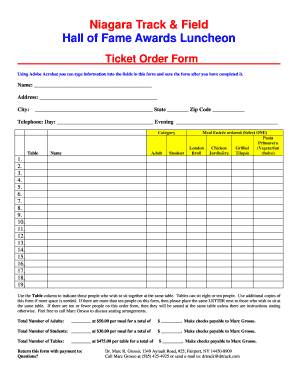 Fillable Online Hall of Fame Awards Luncheon Fax Email Print - pdfFiller