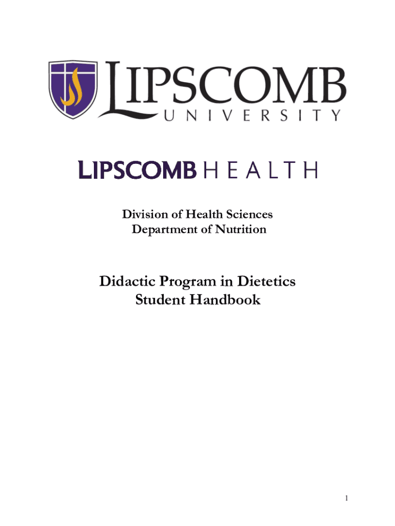 Fillable Online Didactic Program in Dietetics (D.P.D.) Handbook Fax ...