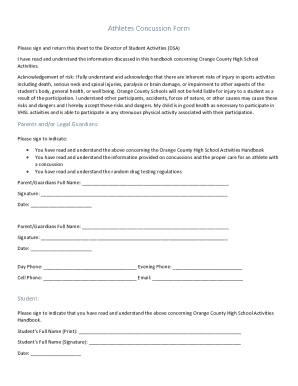 Fillable Online Athletes Concussion Form Fax Email Print - pdfFiller