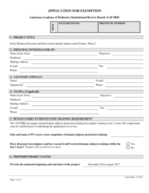 Fillable Online Sample #1 of an Approved Exempt Review Protocol Fax Email Print - pdfFiller