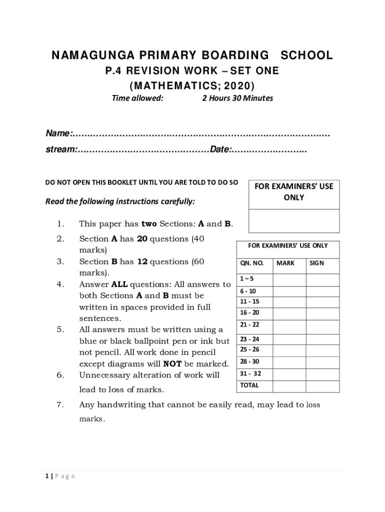 Namagunga Primary School Fees Structure - Fill Online, Printable ...