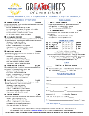 Fillable Online Great Chefs Early Reservation Fax Email Print - pdfFiller