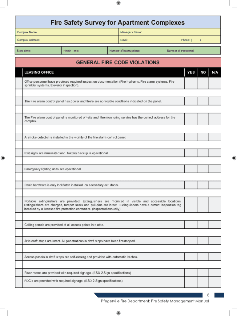 Fillable Online Fire Safety Survey for Apartment Complexes Fax Email Print - pdfFiller