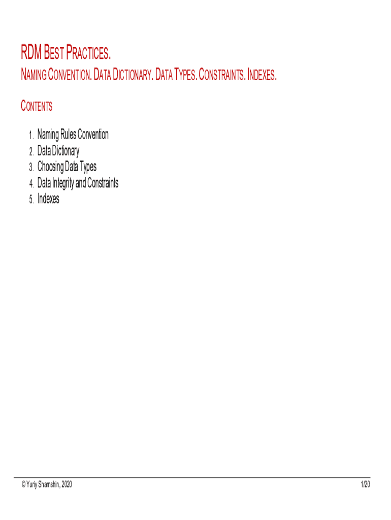Fillable Online Best Practices for Data Dictionary Definitions and ...