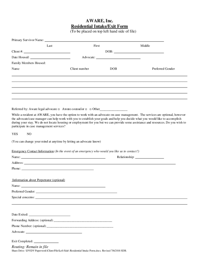 Fillable Online Shelter Face Sheet Fax Email Print - pdfFiller
