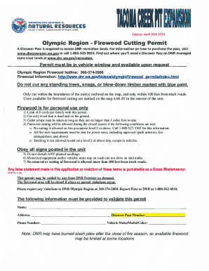 Fillable Online No, a Discover Pass doesn't permit chopping down big ...