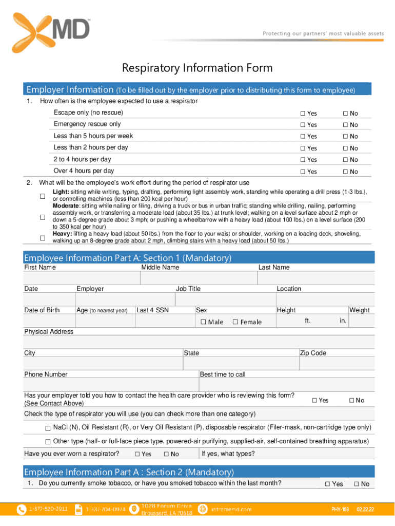 Fillable Online Respiratory Information Form Fax Email Print - pdfFiller