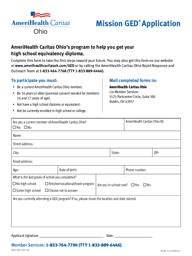 Fillable Online Mission GED Application. Mission GED Application Fax ...