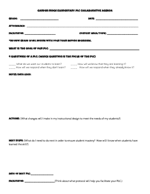 Fillable Online GRE PLC collaboration Form Fax Email Print - pdfFiller