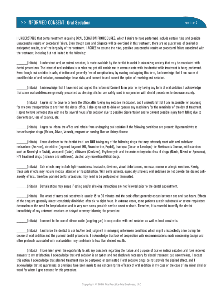 Fillable Online Oral Sedation Information and Consent Form Fax Email ...