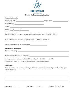 Fillable Online Group Volunteer Application Fax Email Print - pdfFiller