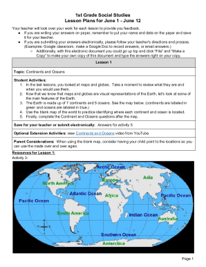 Fillable Online 1st Grade Social Studies Lesson Plans for June 1 Fax ...