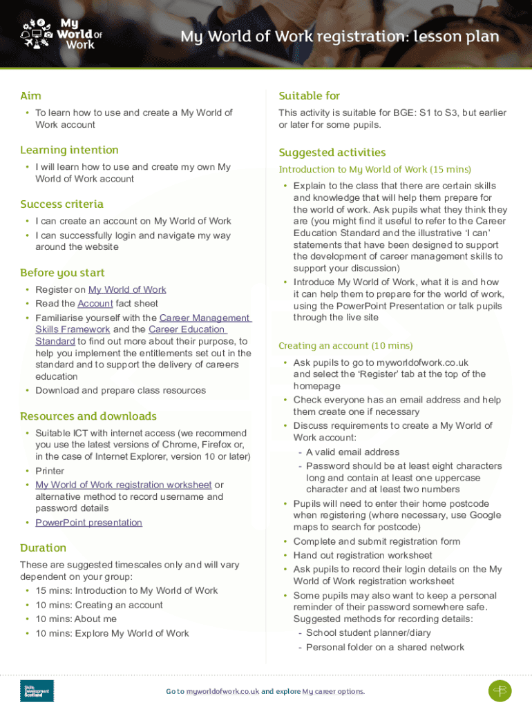 Fillable Online Learning Resource 4: Introduction to My World of Work ...