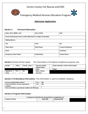 Fillable Online Fannin County Fire Rescue and EMS Emergency Medical ... Fax Email Print - pdfFiller