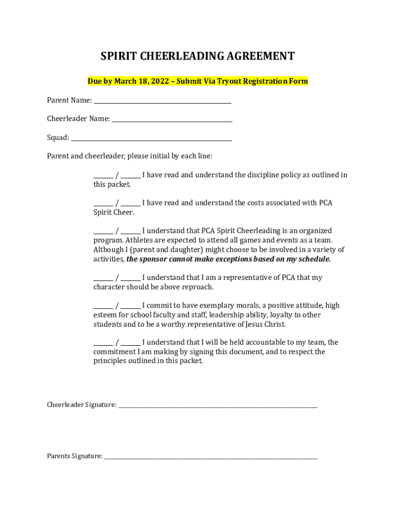 Fillable Online 2022 - 2023 Cheerleader & Mascot Tryout application Fax ...