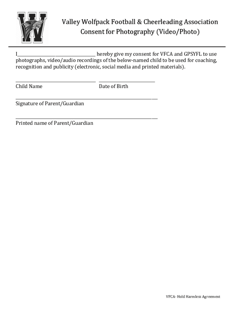 Fillable Online Valley Wolfpack Football and Cheer Association - Sumner ...