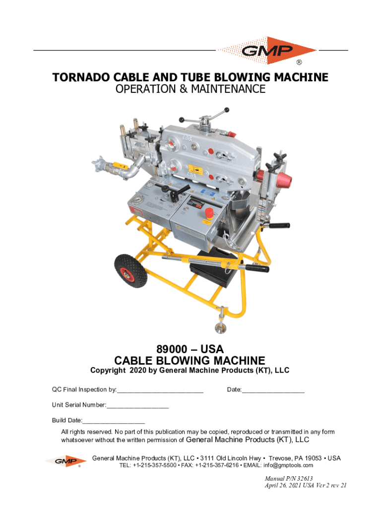 Fillable Online How to use the GMP Tornado Plus Cable Blowing Machine ...