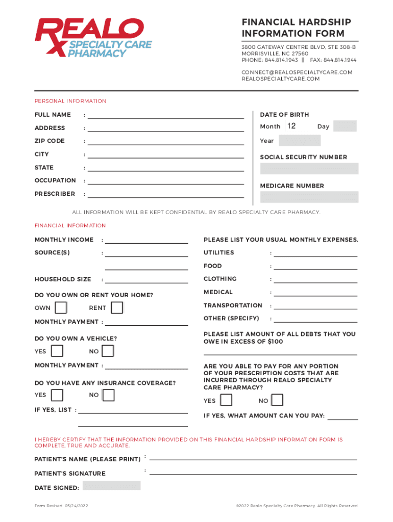 Fillable Online FINANCIAL HARDSHIP INFORMATION FORM Fax Email Print ...