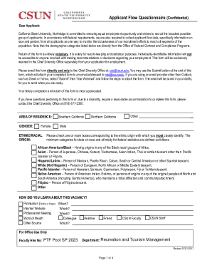 Fillable Online Applicant Flow Questionnaire Fax Email Print - pdfFiller