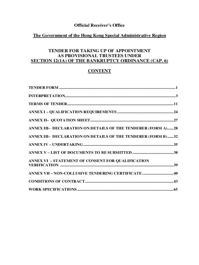 Fillable Online Official Receiver's Office The Government of the Hong ...