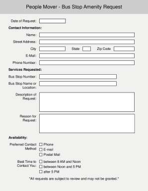 Fillable Online People Mover - Bus Stop Amenity Request Fax Email Print - pdfFiller