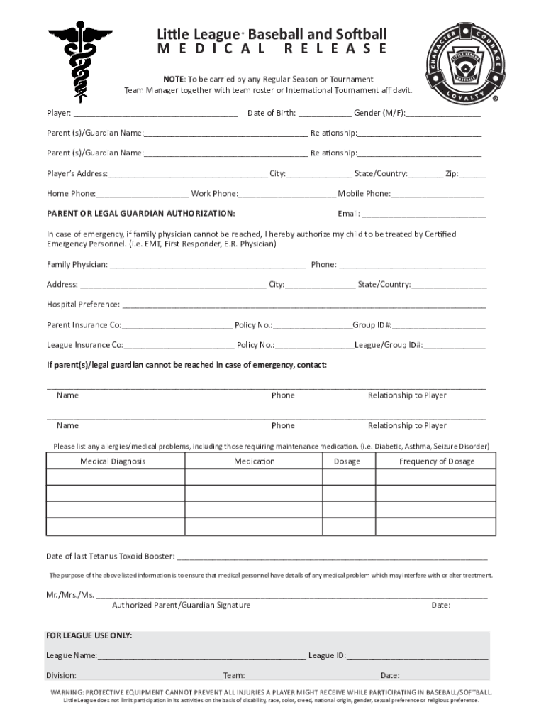 Fillable Online Henry County Little League Baseball Player Registration Form Fax Email Print ...