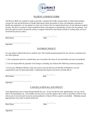 Fillable Online PATIENT CONSENT FORM PAYMENT POLICY ... Fax Email Print ...