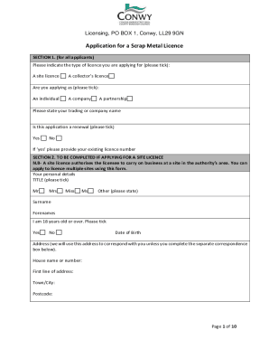 Fillable Online Application Form for Scrap Metal Dealers. Title Fax ...