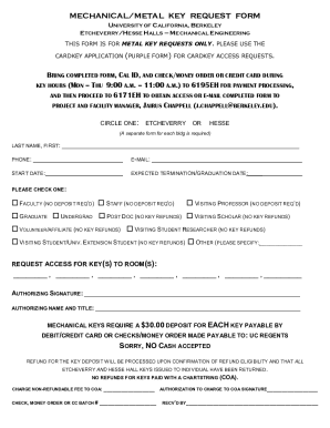 Fillable Online me berkeley Key/Card Access Request FormFacilities and ...