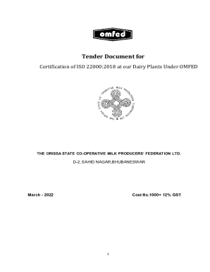 Fillable Online Certification of ISO 22000:2018 at our Dairy Plants Under OMFED Fax Email Print ...